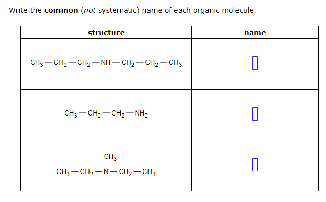 Solved Write the common (not systematic) ﻿name of each | Chegg.com