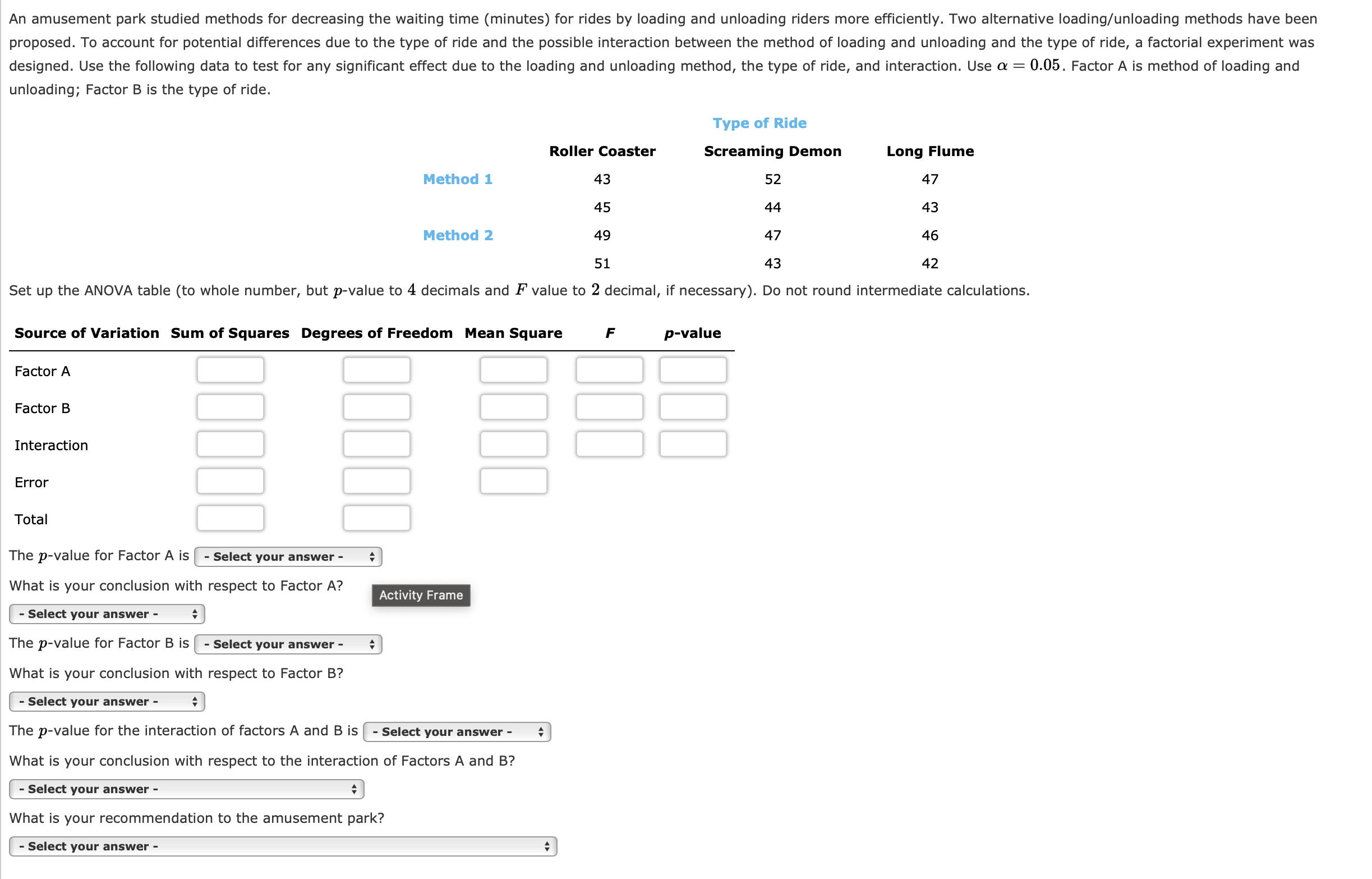 Solved An amusement park studied methods for decreasing the | Chegg.com