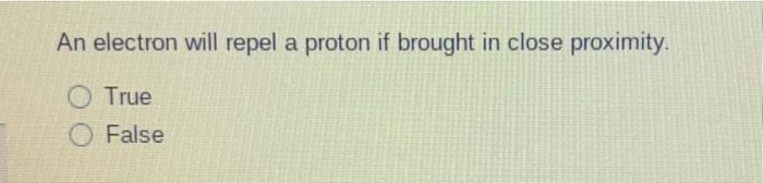 Solved An electron will repel a proton if brought in close | Chegg.com