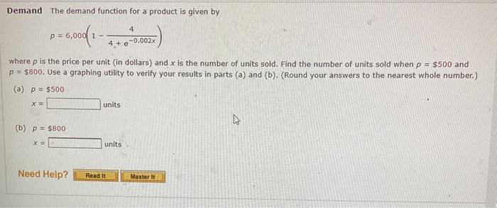 Solved Demand The demand function for a product is given by | Chegg.com