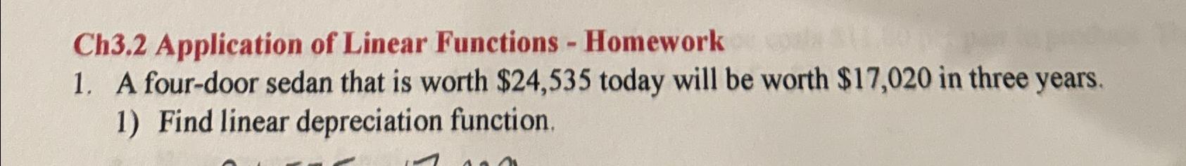 Solved Ch3.2 ﻿Application of Linear Functions - ﻿HomeworkA | Chegg.com