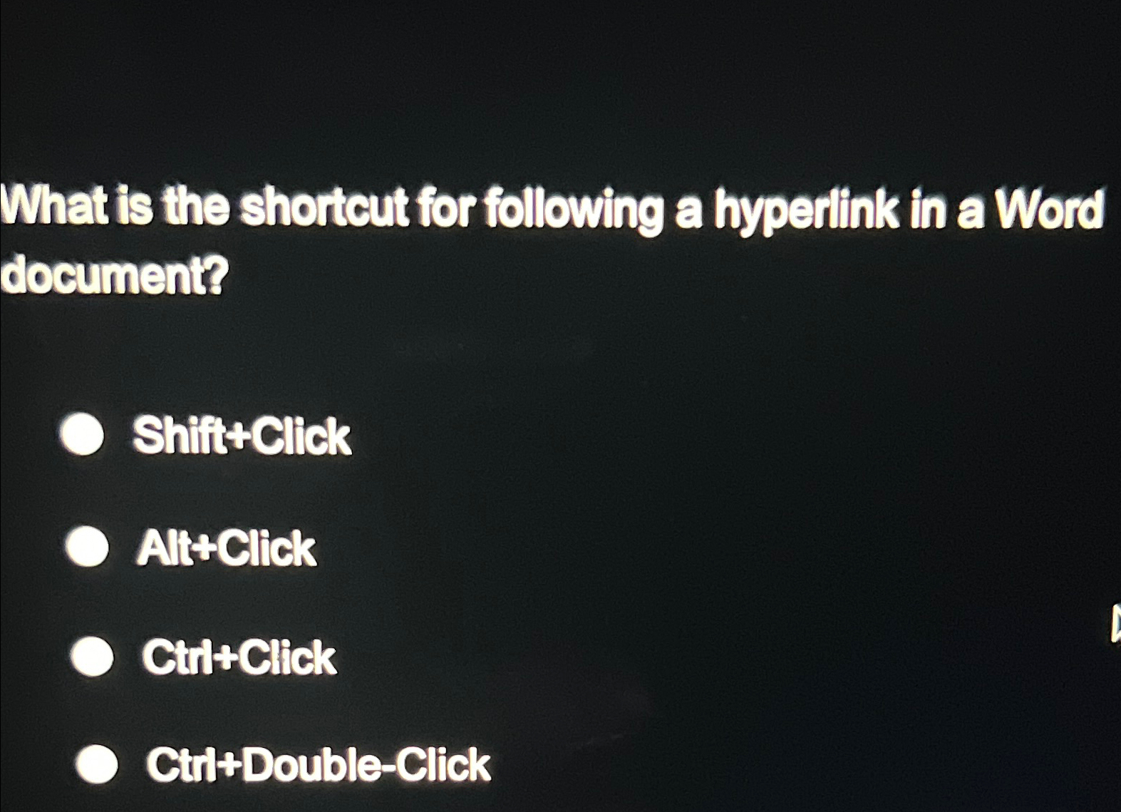 Solved What is the shorteut for following a hyperlink in a | Chegg.com