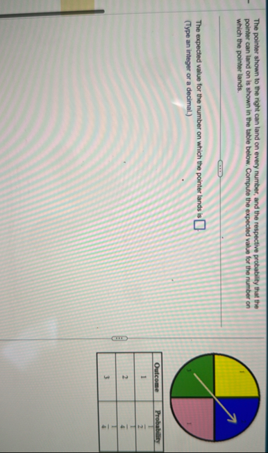 Solved The pointer shown to the right can land on every | Chegg.com