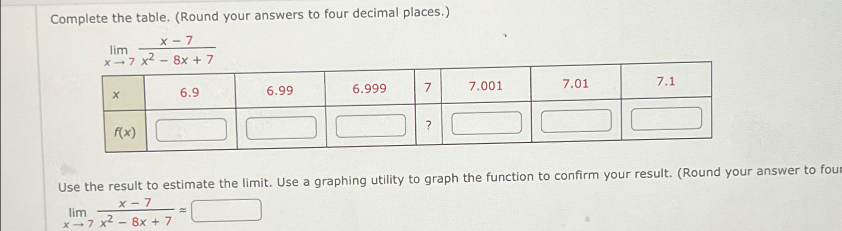 Solved Complete the table. (Round your answers to four | Chegg.com