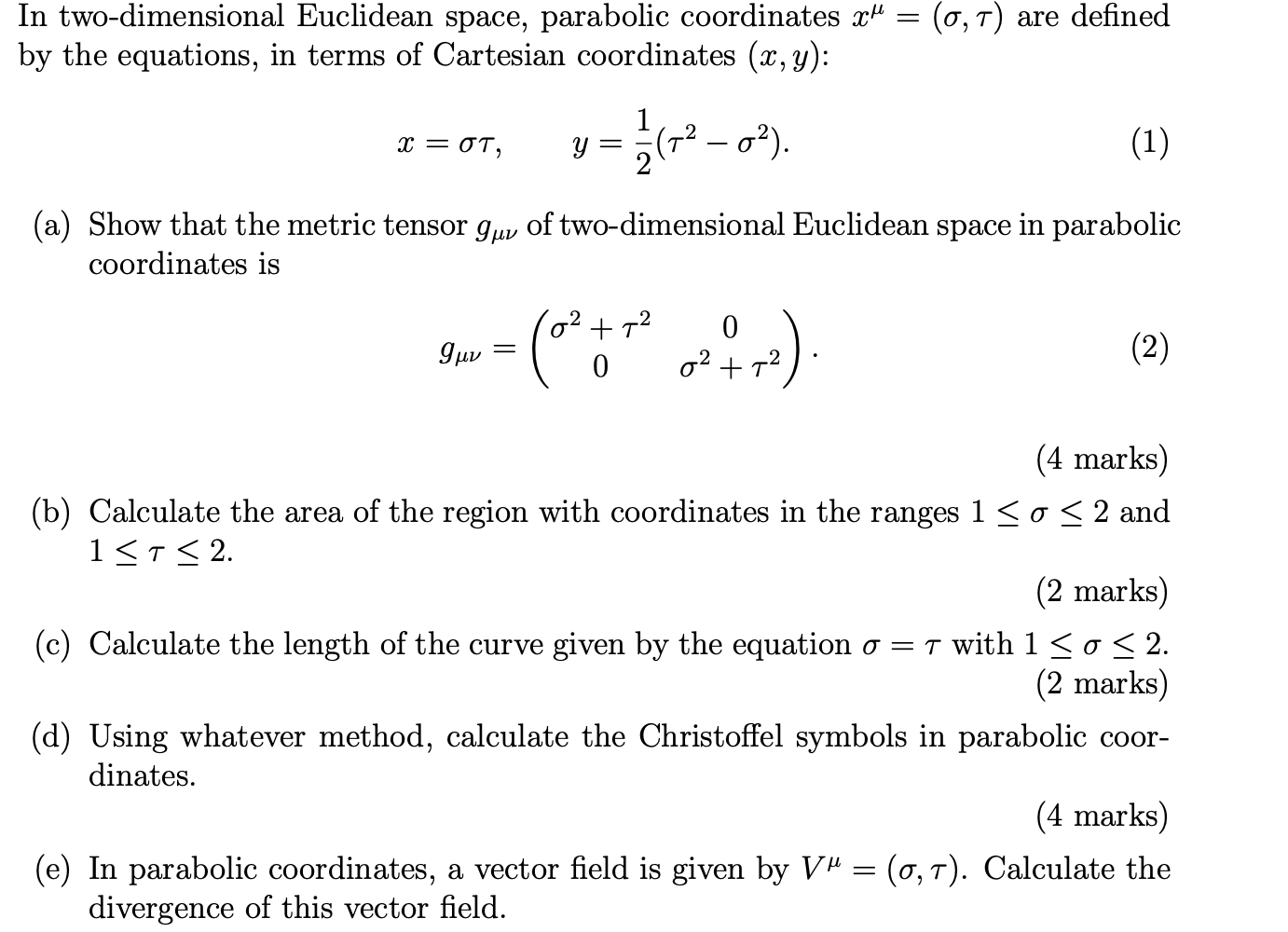 Solved In two-dimensional Euclidean space, parabolic | Chegg.com