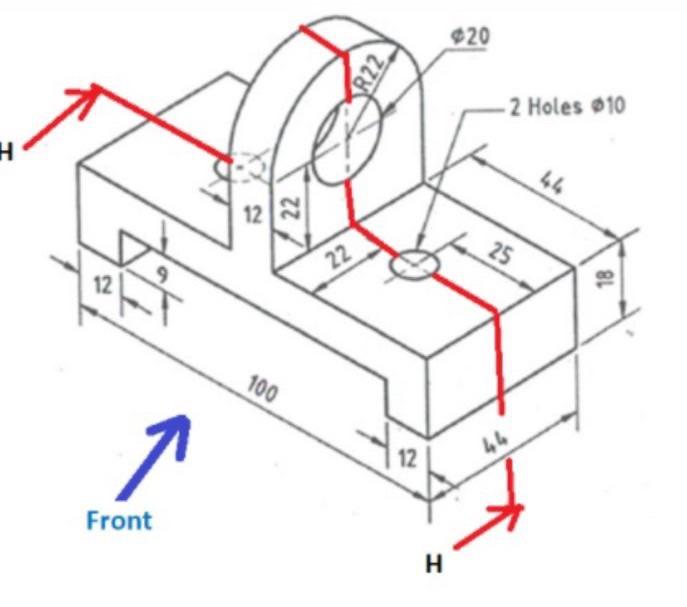 Solved draw in autocad with all dimensions front viewtop | Chegg.com