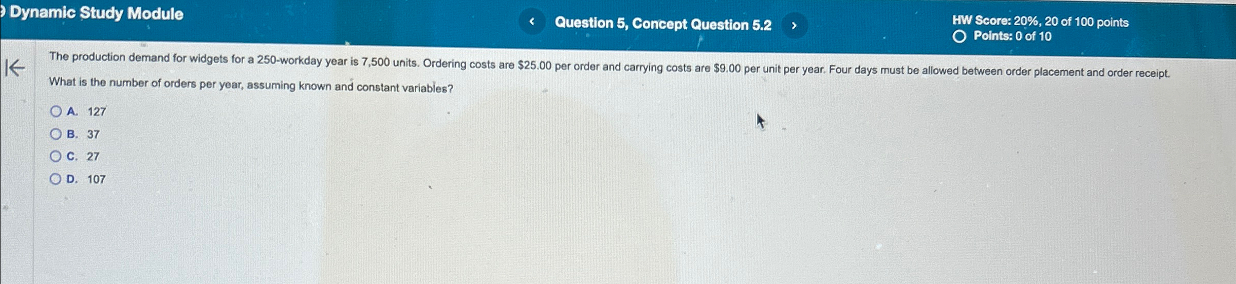 Solved Dynamic Study ModuleQuestion 5, ﻿Concept Question | Chegg.com