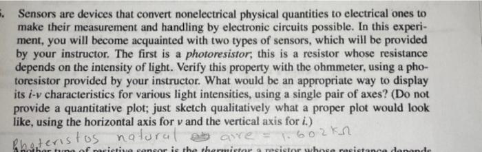 Solved . Sensors are devices that convert nonelectrical | Chegg.com