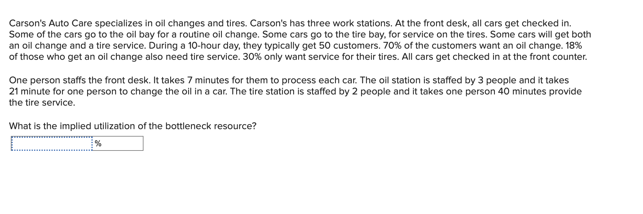 Solved Carson's Auto Care specializes in oil changes and | Chegg.com
