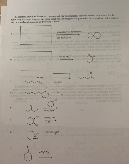 Solved 4. (20 points) Determine the correct, as required, | Chegg.com