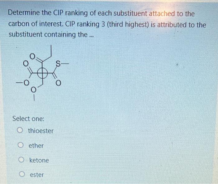 Solved Determine the CIP ranking of each substituent | Chegg.com