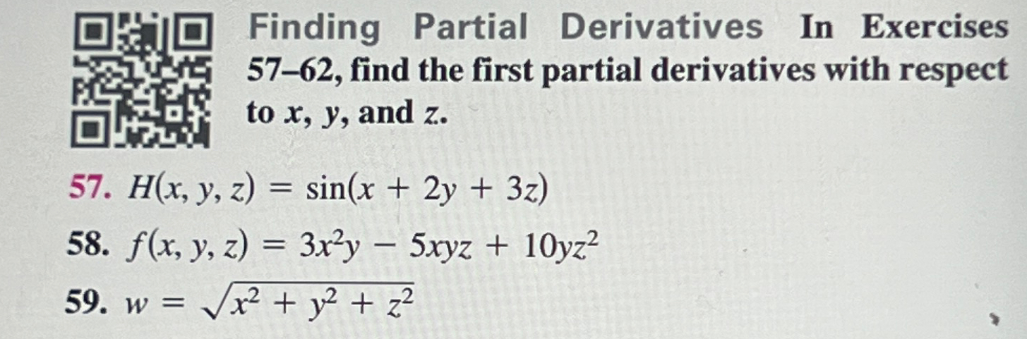 Solved Finding Partial Derivatives In Exercises 57-62, ﻿find | Chegg.com