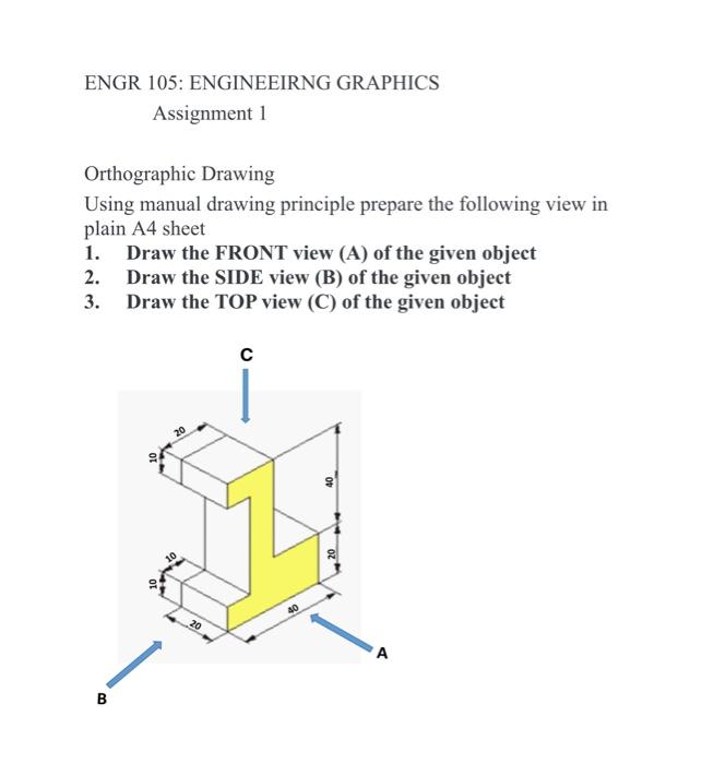Solved ENGR 105: ENGINEEIRNG GRAPHICS Assignment 1 | Chegg.com