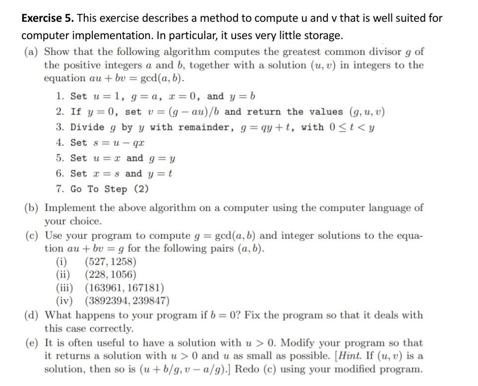 Solved Exercise 5. This exercise describes a method to | Chegg.com