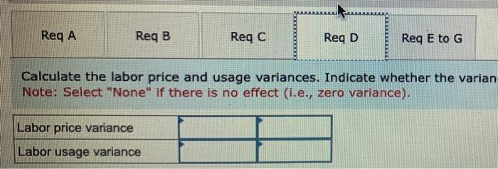 Prepare a labor variance information table showing | Chegg.com