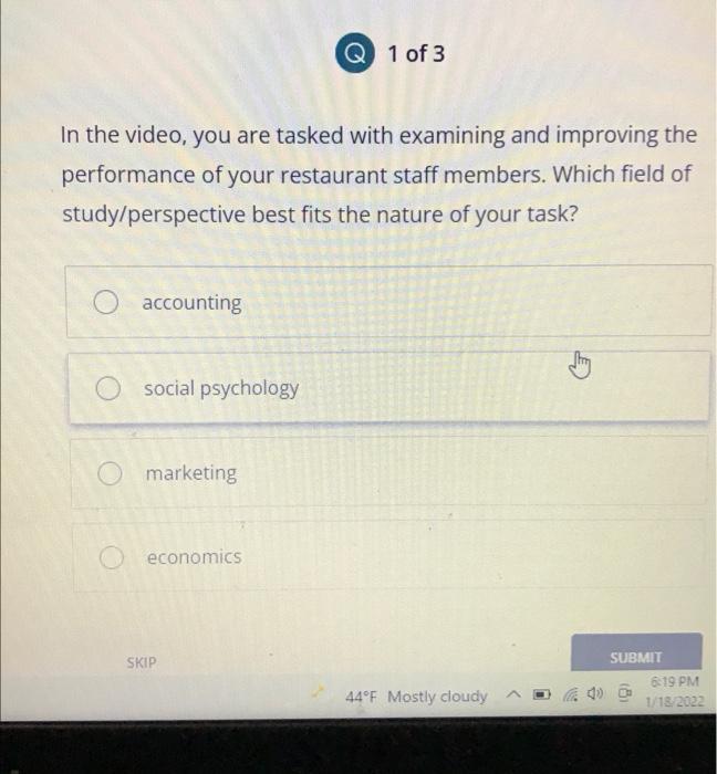 Solved Q 1 of 3 In the video, you are tasked with examining | Chegg.com