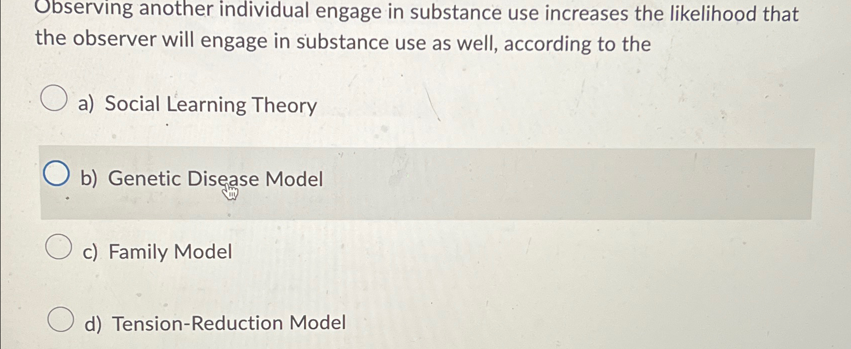 Solved Observing another individual engage in substance use | Chegg.com