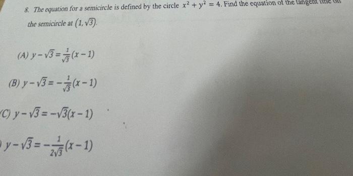 Solved the equation for a semicircle is defined by the | Chegg.com