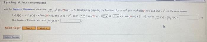 Solved A graphing calculator is recommended Use the Squeeze | Chegg.com