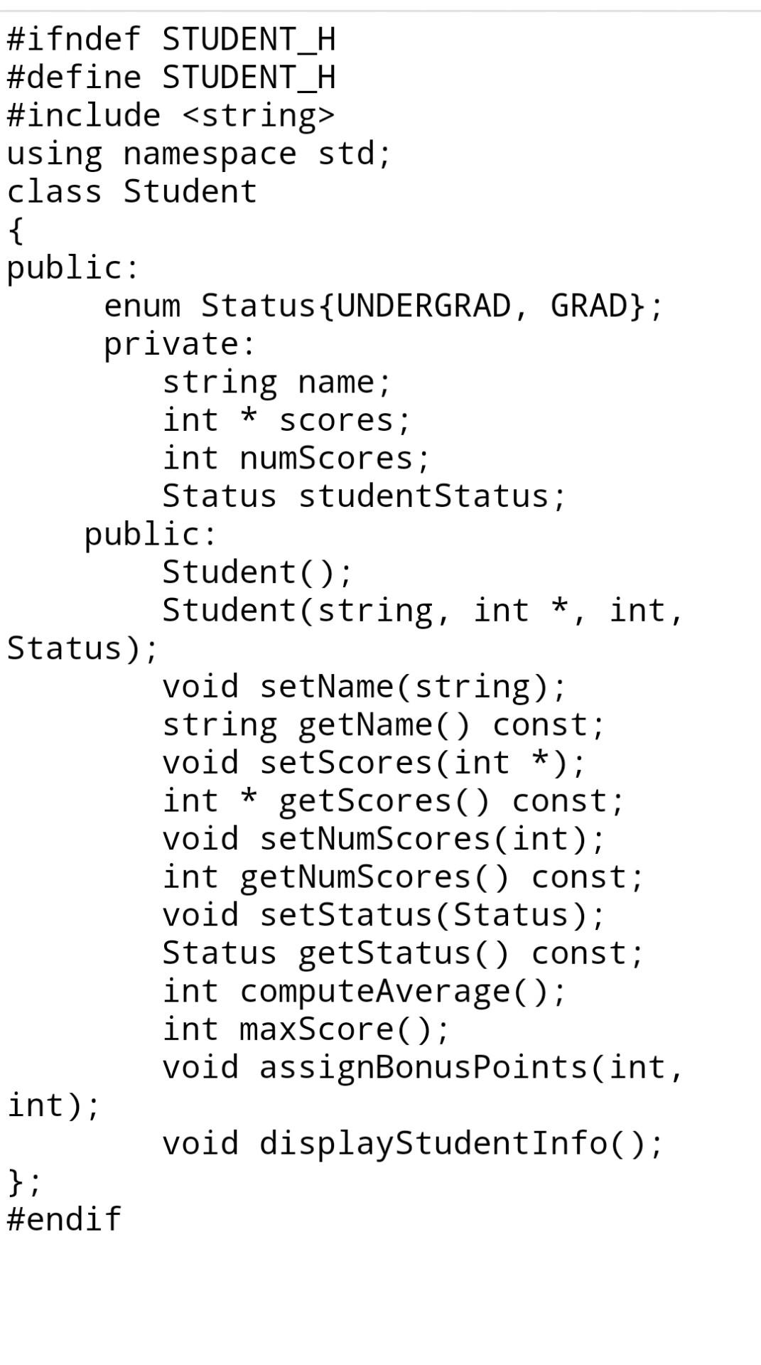 Solved I #ifndef STUDENT_H #define STUDENT_H #include using | Chegg.com