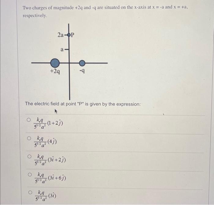 Solved Two charges of magnitude +2q and −q are situated on | Chegg.com