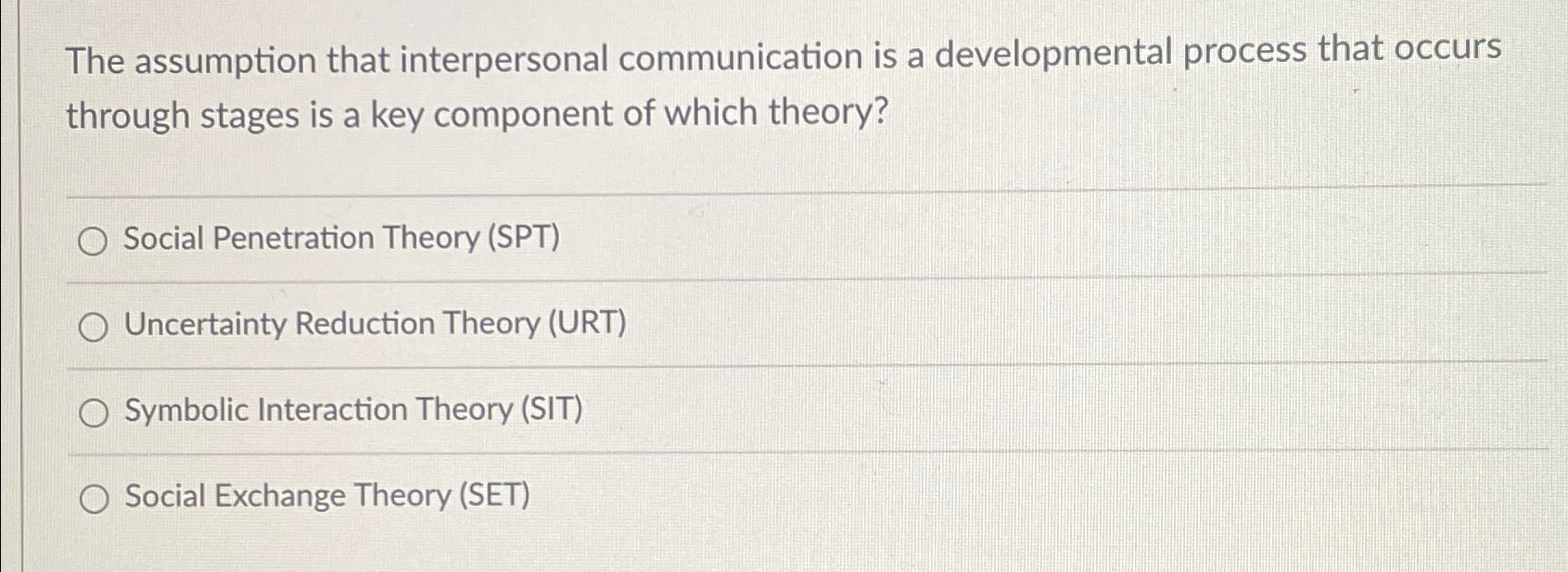 Solved The assumption that interpersonal communication is a | Chegg.com