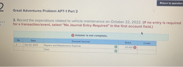 Solved Required information Great Adventures Problem AP7-1 | Chegg.com