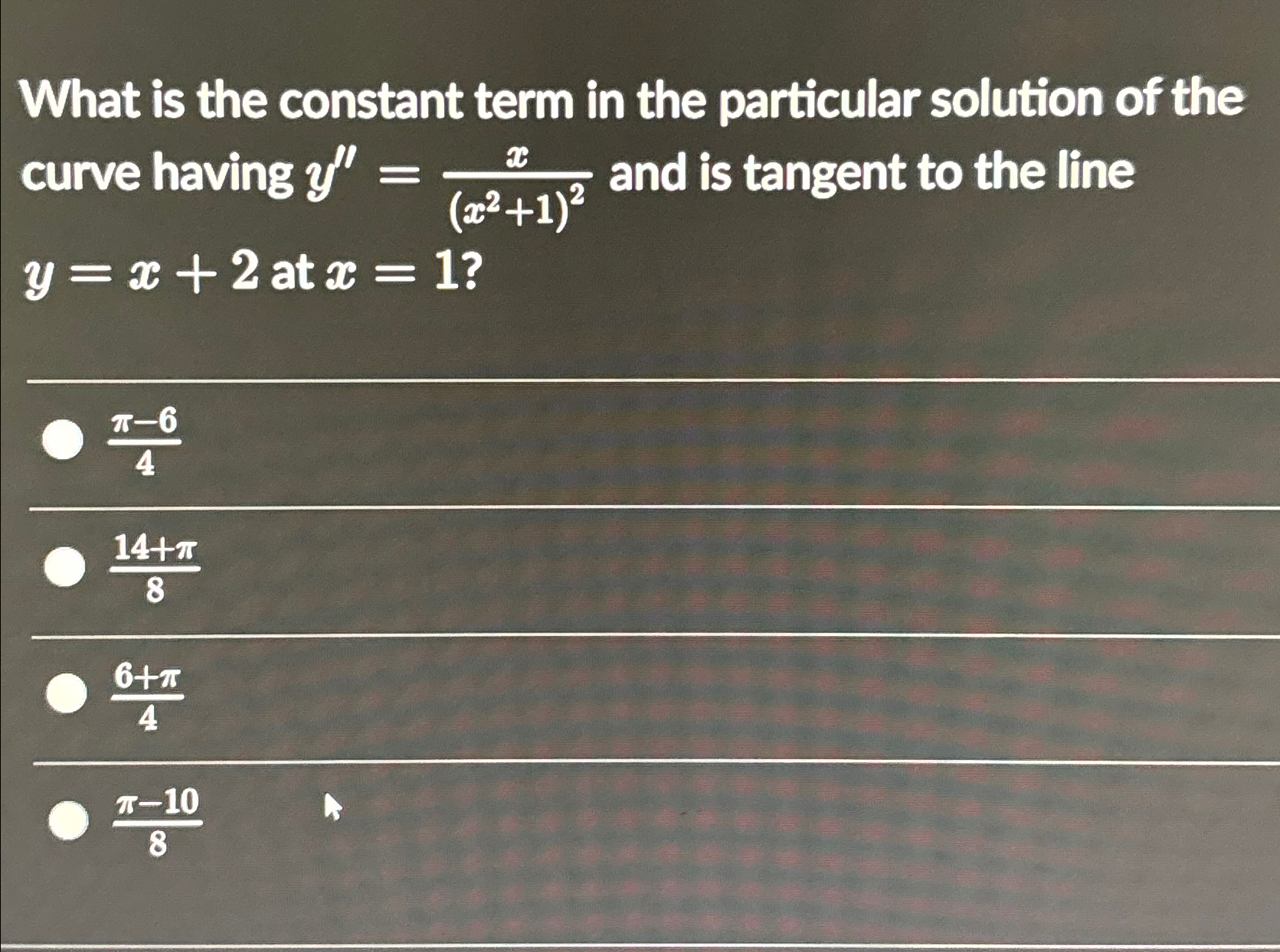 Solved What is the constant term in the particular solution | Chegg.com