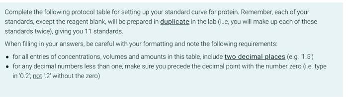 Solved Complete the following protocol table for setting up | Chegg.com