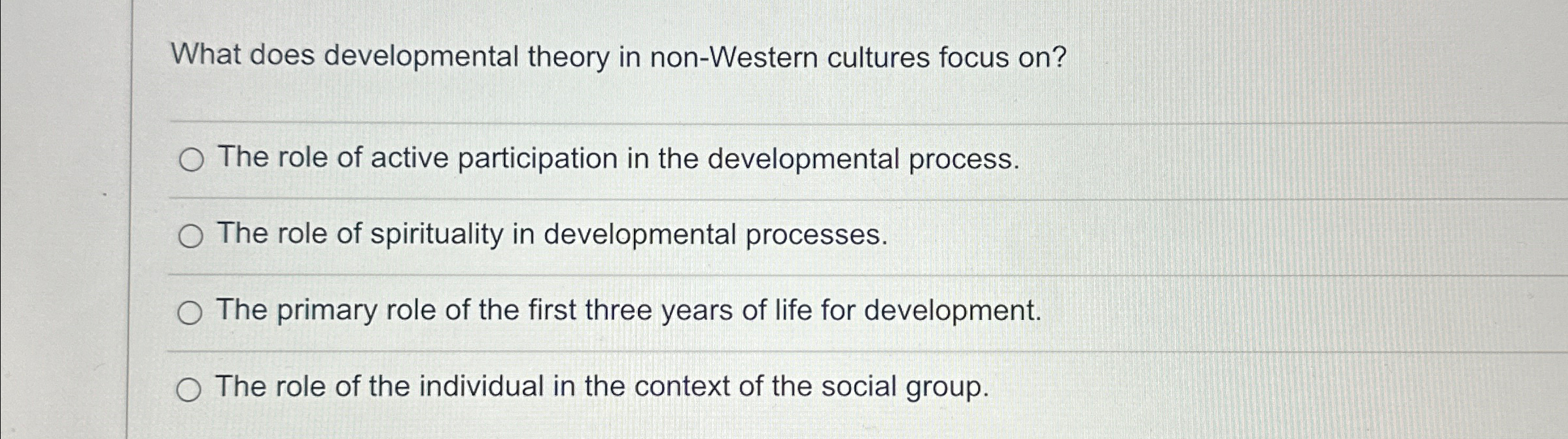 Solved What does developmental theory in non-Western | Chegg.com