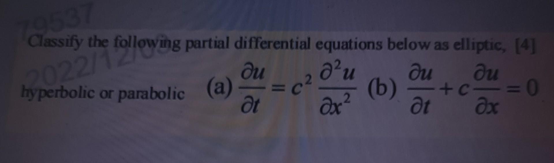 Solved Classify the following partial differential equations | Chegg.com