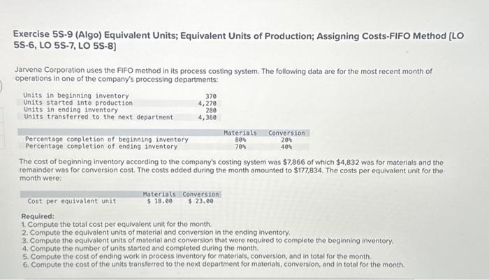 Solved Required: 1. Compute the total cost per equivalent | Chegg.com