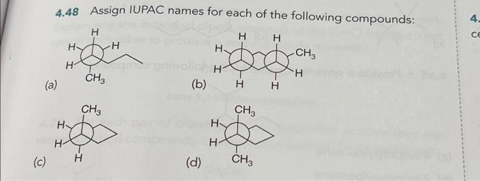 4.48 Assign IUPAC names for each of the following | Chegg.com