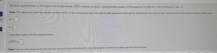 Solved m= Whing these velus find the appramation y>71= | Chegg.com