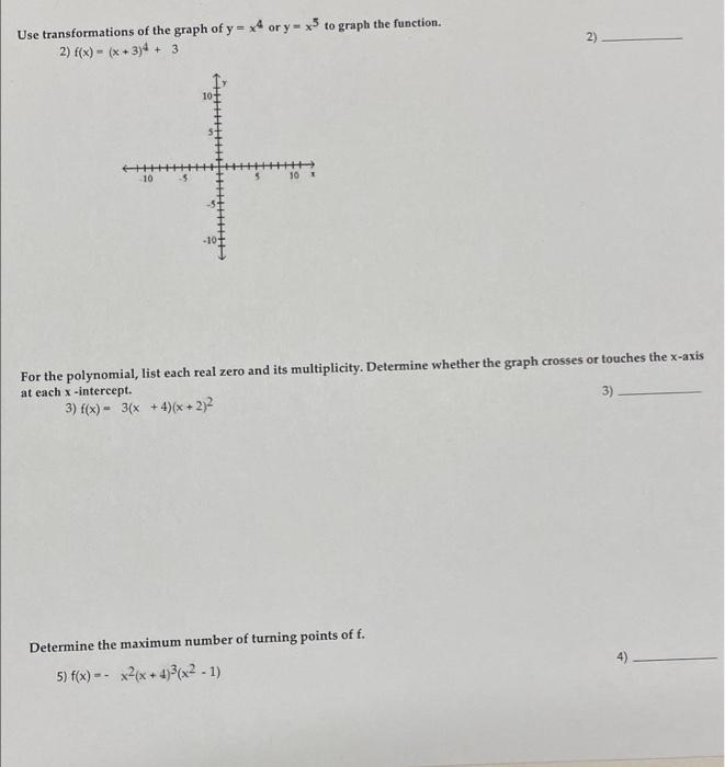 Solved Use transformations of the graph of y = x+ or y= x5 | Chegg.com