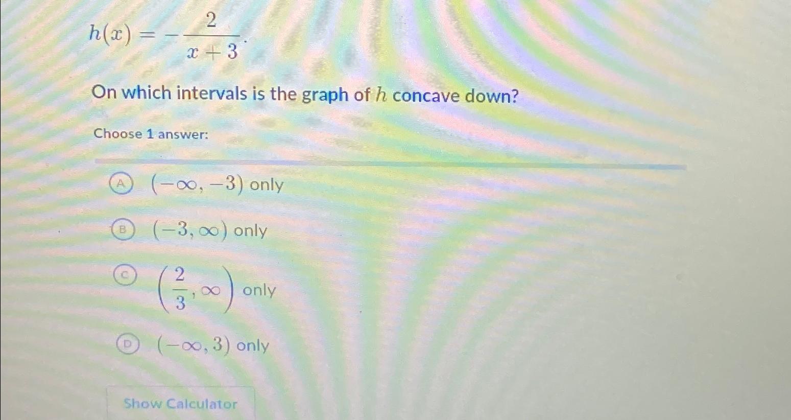Solved h(x)=-2x+3.On which intervals is the graph of h | Chegg.com