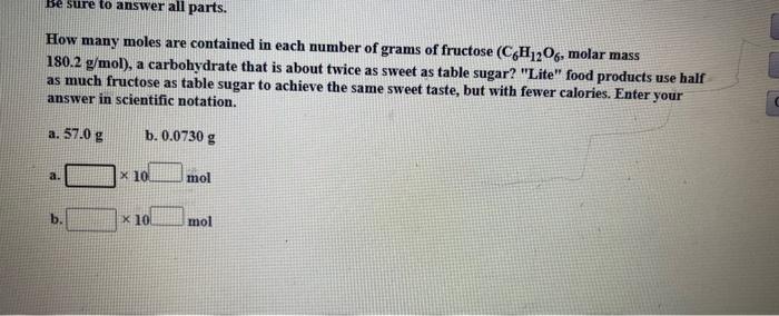 Solved How many moles are contained in each number of grams | Chegg.com