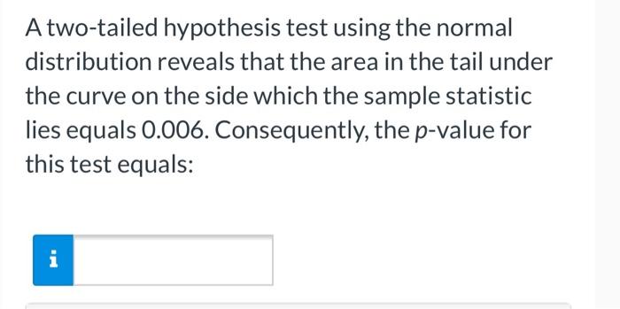 Solved A two-tailed hypothesis test using the normal | Chegg.com