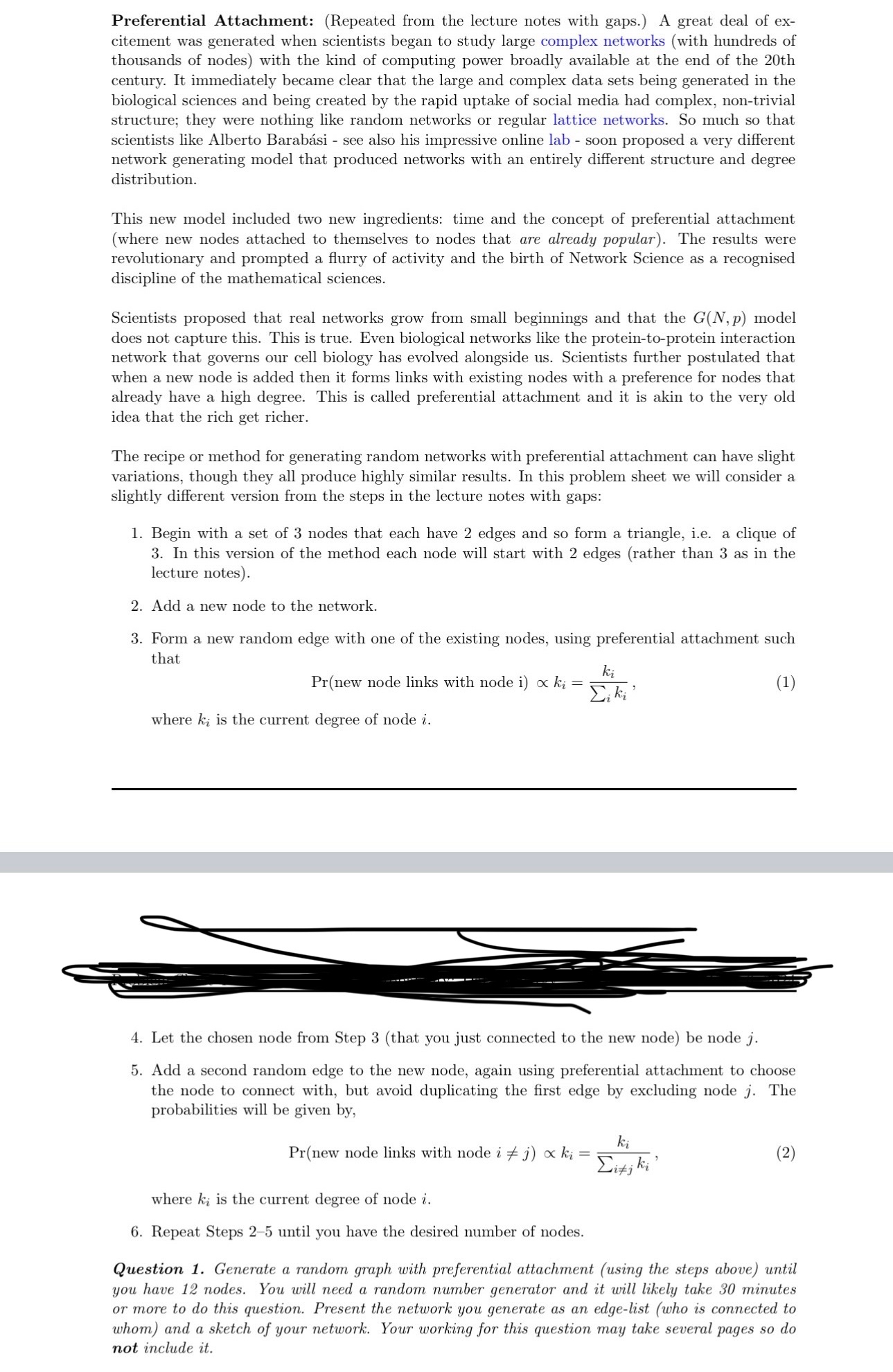 Solved Preferential Attachment: (Repeated from the lecture | Chegg.com