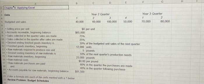 21 Enter a form lia into each of the cells marked | Chegg.com