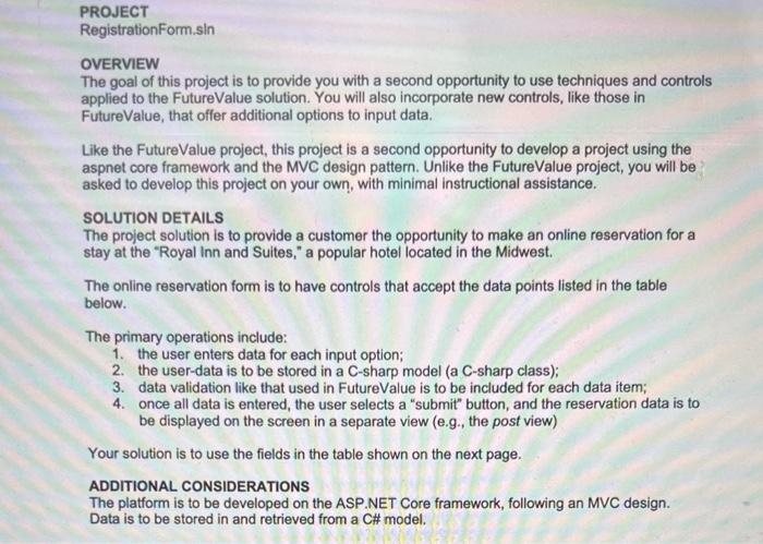 Solved OVERVIEW The goal of this project is to provide you | Chegg.com