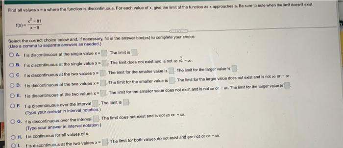 Solved Find all values xa where the function is | Chegg.com