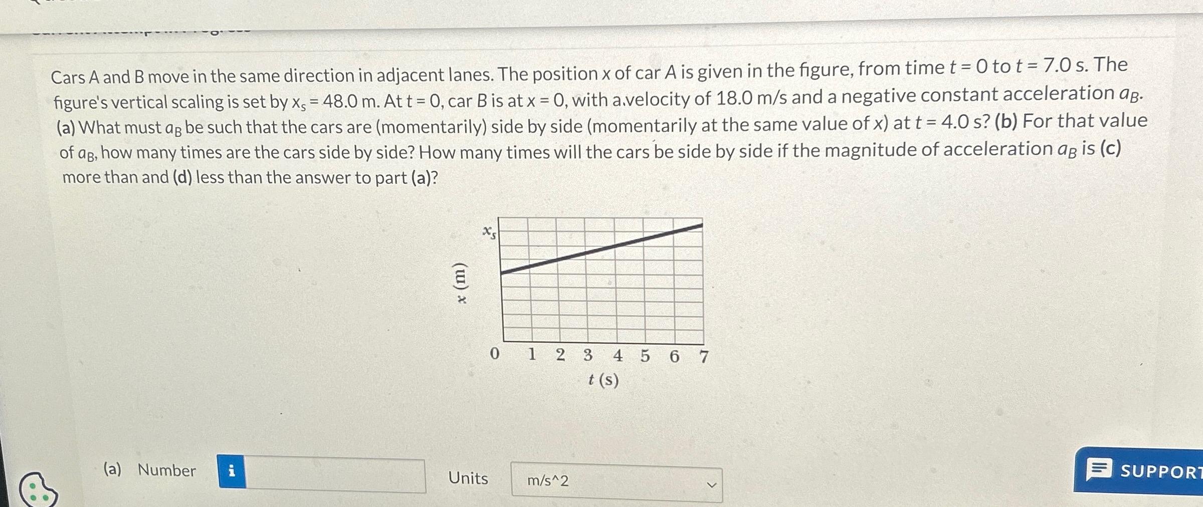 Solved Cars A and B ﻿move in the same direction in adjacent | Chegg.com