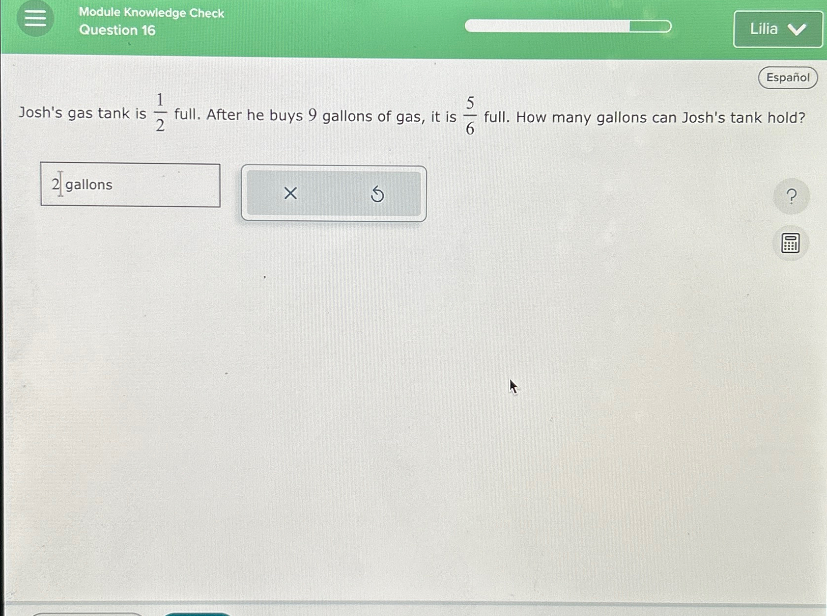 Solved Module Knowledge CheckQuestion 16Josh's gas tank is | Chegg.com