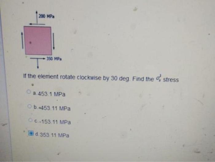 Solved If the element rotate clockwise by 30deg. Find the | Chegg.com