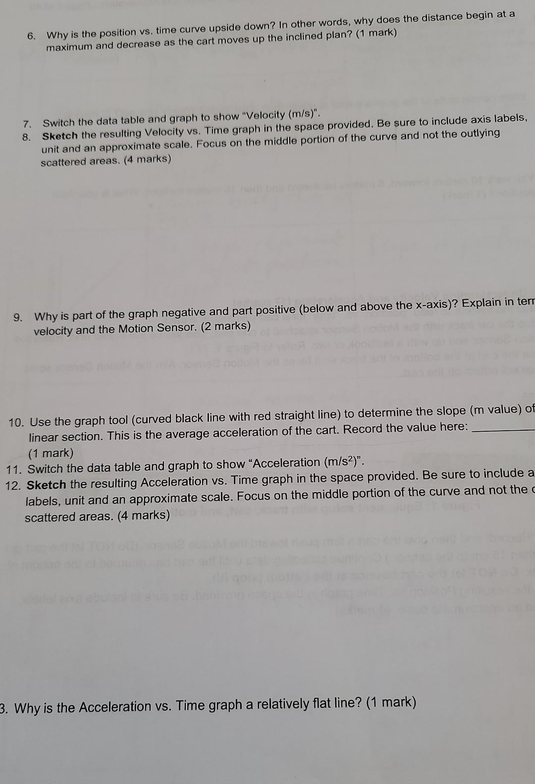 6. Why is the position vs. time curve upside down? In | Chegg.com