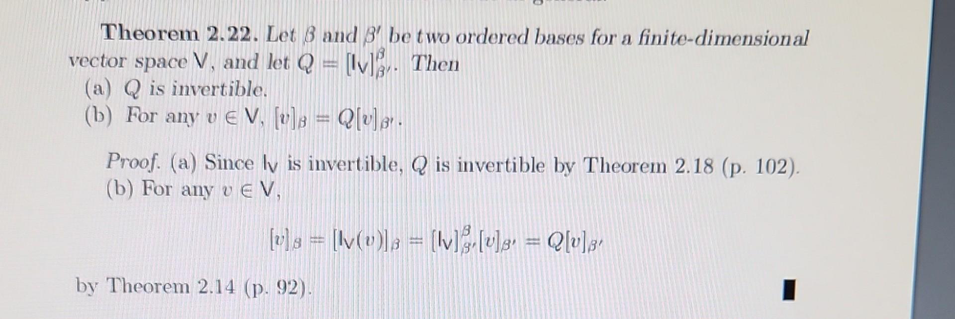 Solved Theorem 2.22. Let β and β′ be two ordered bases for a | Chegg.com