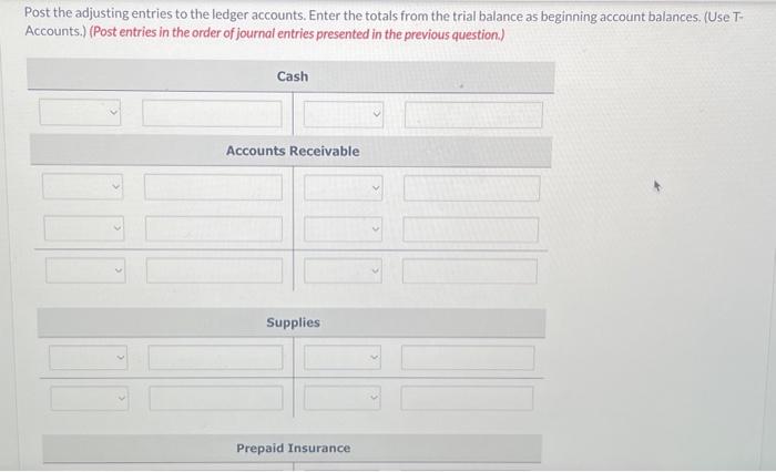 Solved could you help solve the adjusting entries , ledger , | Chegg.com