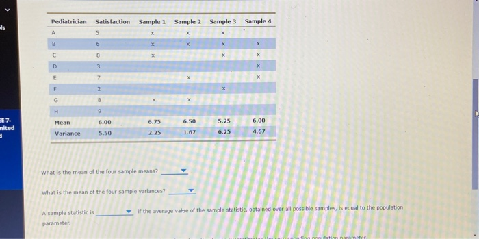Solved Pediatrician Satisfaction Sample 1 Sample 2 Sample 3 | Chegg.com