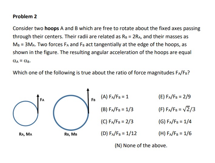 Solved Problem 2Consider two hoops A and B which are free to | Chegg.com